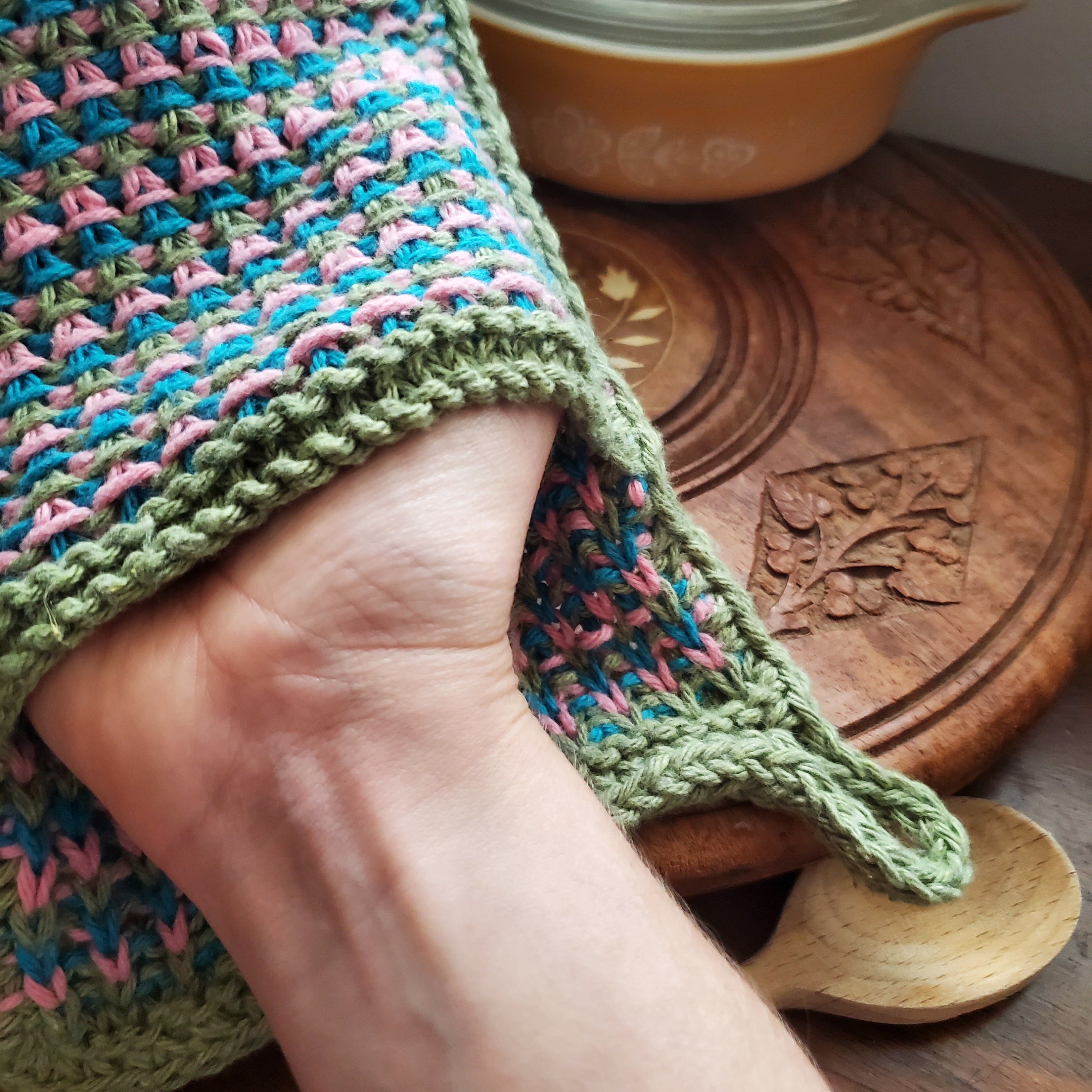 Three Color Linen Stitch Oven Mitt Knitting Pattern - Etsy