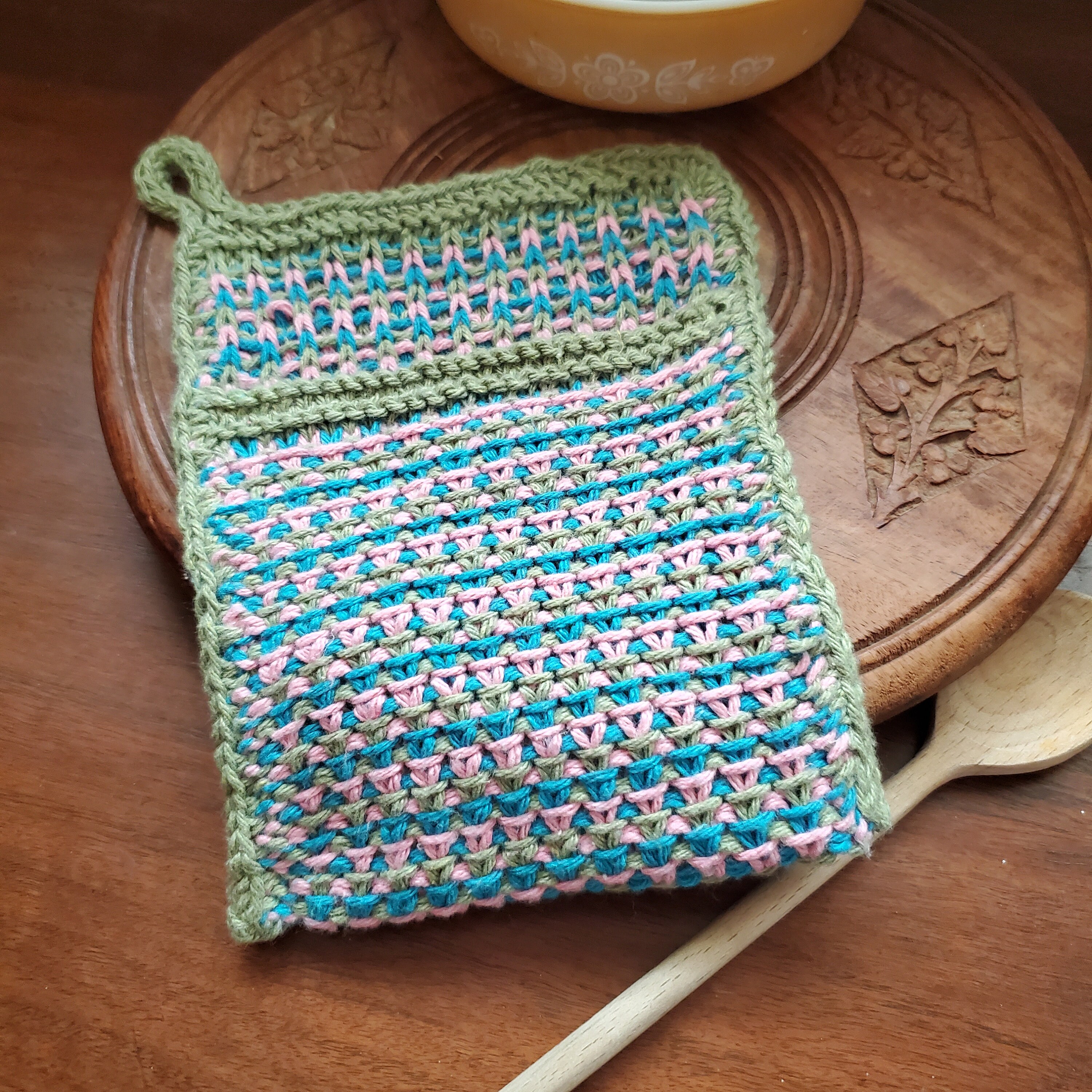 Three Color Linen Stitch Oven Mitt Knitting Pattern - Etsy