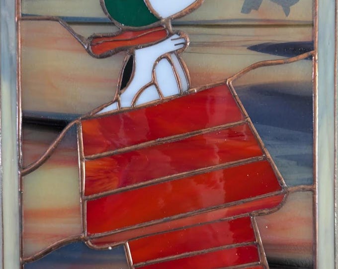 Snoopy & Red Baron Stained Glass 8x10 Inches - Etsy