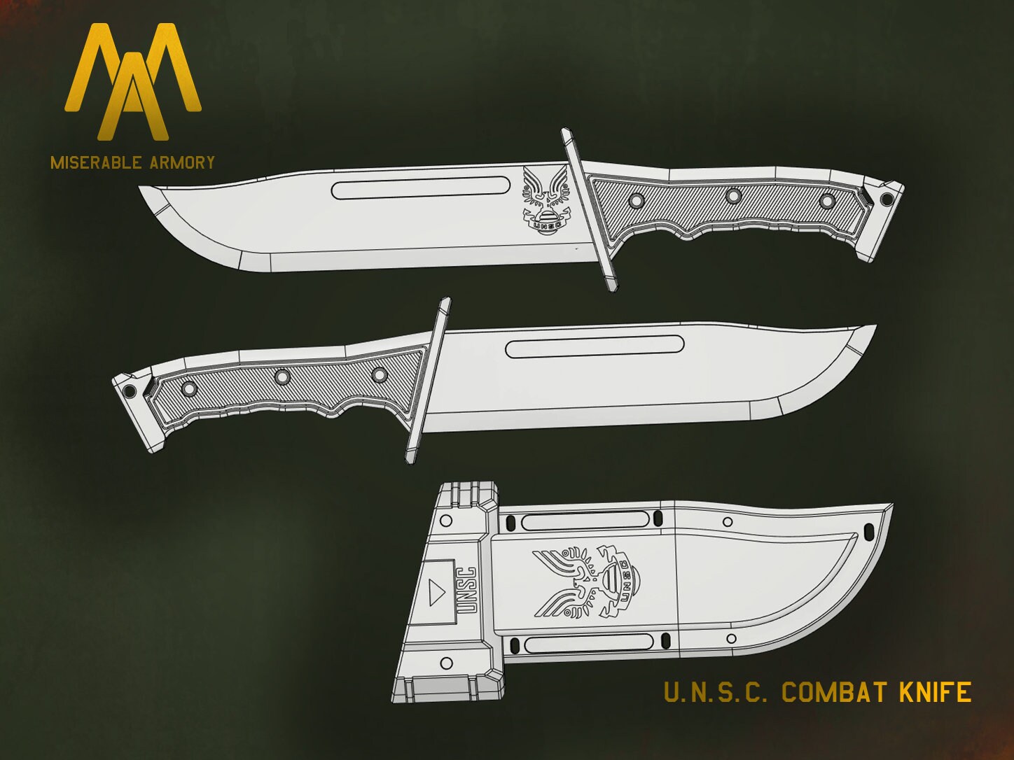 Halo Combat Knife Halo Combat Knife Prop Replica Scale 1:1 Etsy