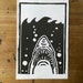Jaws Great White Shark Linocut Print - Etsy