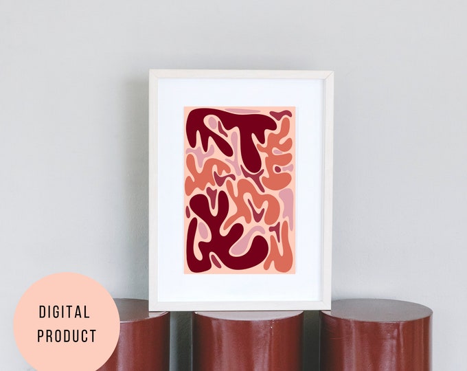 Abstract Rust Lines Print, Modern Abstract Art, Burnt Orange Minimalist ...