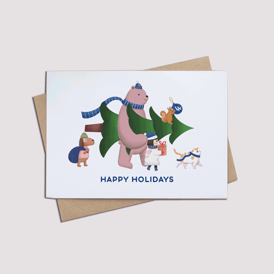 Los Angeles Dodgers Baseball Edition, Happy Holidays Greeting Card With ...
