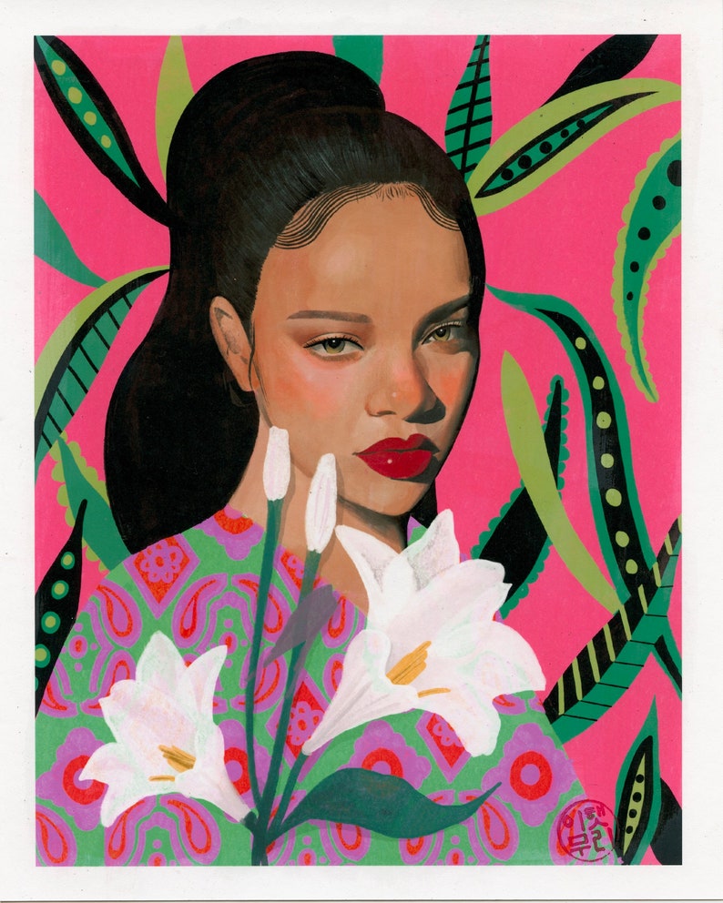Rihanna Art Print Riri Fan Art Full Color Illustration - Etsy