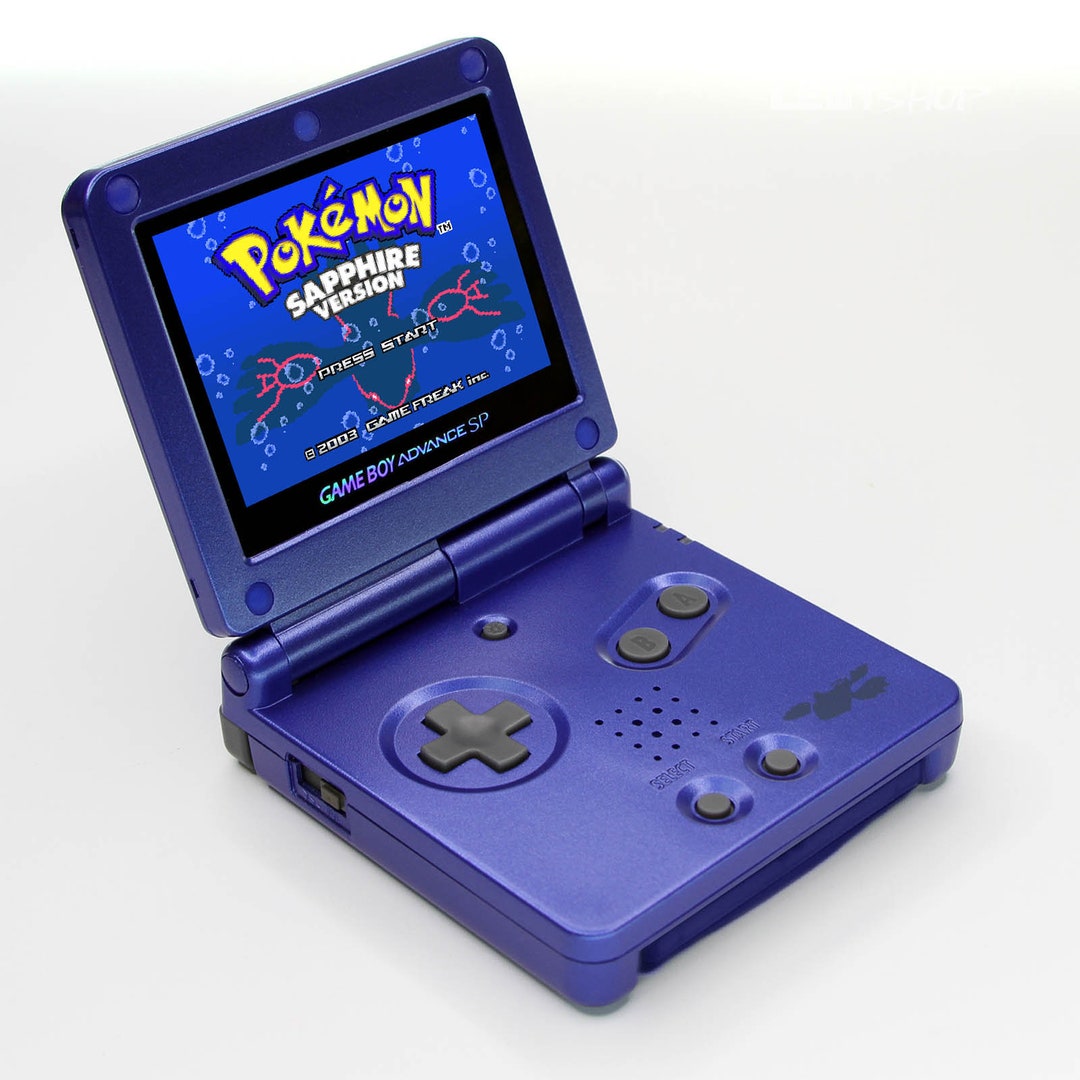 Blue Kyogre Edition Pokemon Game Boy Advance SP V3 IPS Screen Mod Gba ...