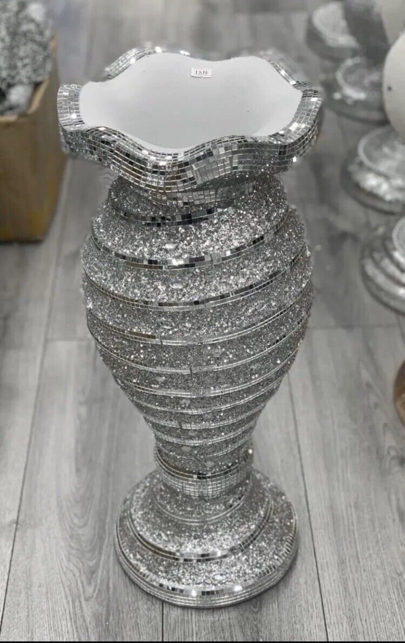 Silver Petals Silver Venetian Mirrored Vase Modern Flower - Etsy
