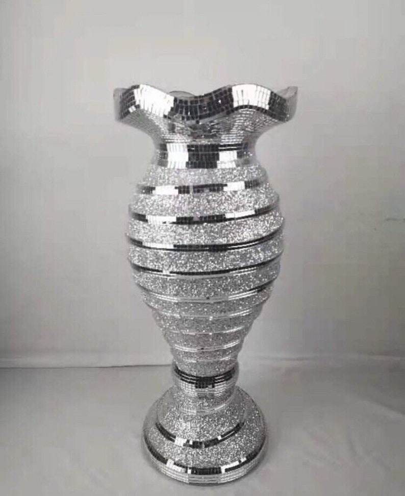 Silver Petals Silver Venetian Mirrored Vase Modern Flower - Etsy