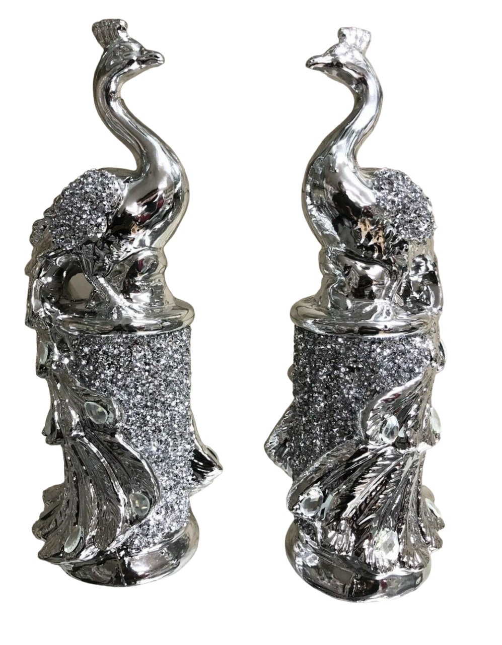 Silver Petals Crushed Diamond Peacock Crystal Silver Shelves - Etsy