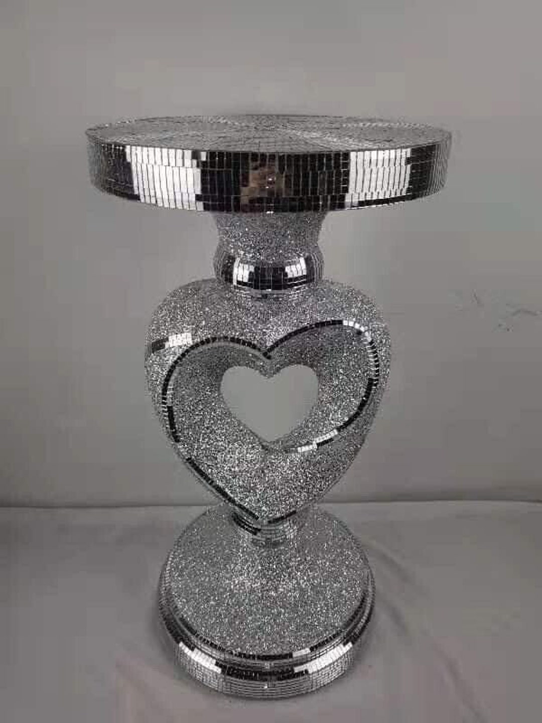 Silver Petals - Silver MOSAIC Heart Side Table Modern Stand Centre ...