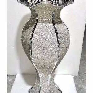 Silver Petals - Sparkly Vase Romany Mirrored Mosaic Italian 60cm Silver ...