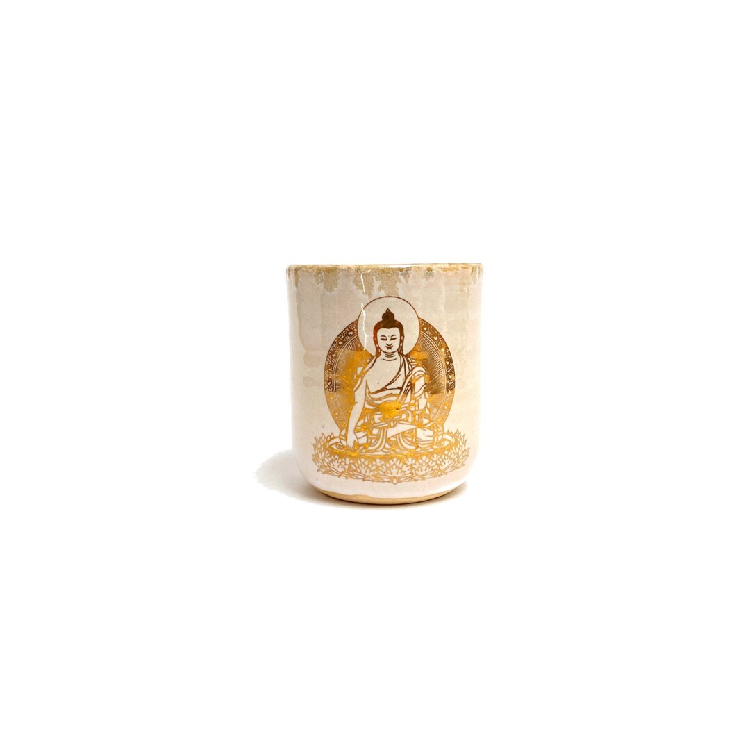 Shakyamuni Buddha With Mantra in Gold | Wheel Thrown Ceramic Coffee Cup ...