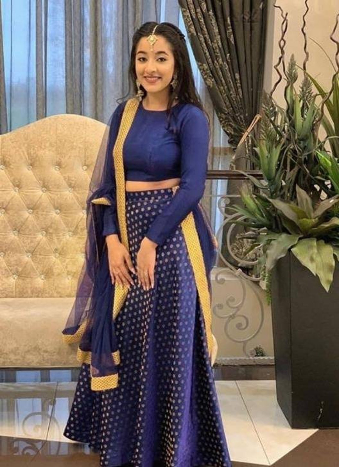 Partido indio paquistaní Lengha usar lengha choli para mujeres Maxi vestido indio Lengha ...