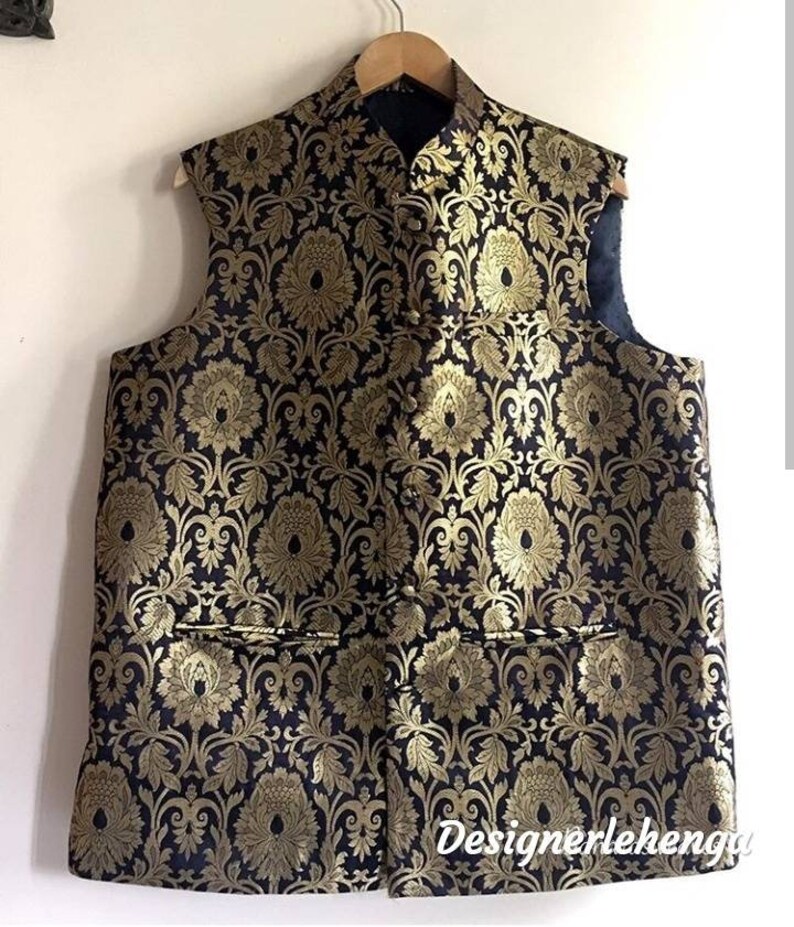 Indian Brocade Menswear Vest Designer Sherwani Traditional - Etsy