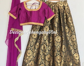 Brocade Ensemble Lehenga Choli for Wedding Parties Banarasi - Etsy