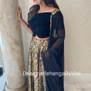 Indian Pakistani Brocade Lehenga With Velvet off Shoulder Choli Party ...