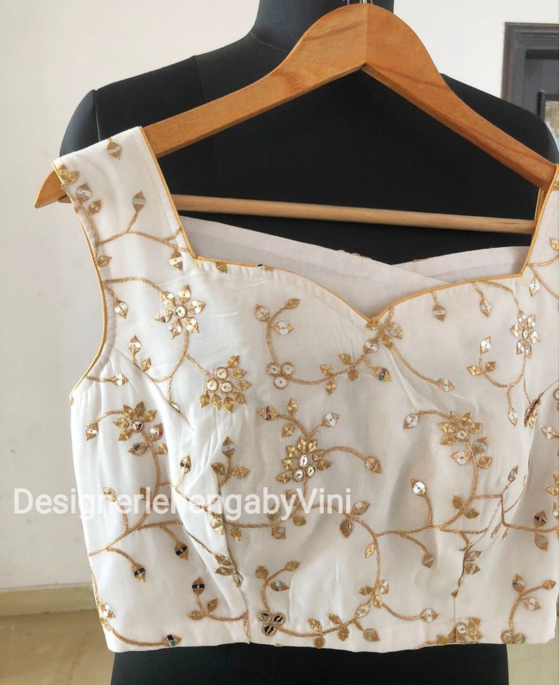 Designer Gold Embroidery Blouse Crop Top Lengha Choli Pakistani Blouse ...