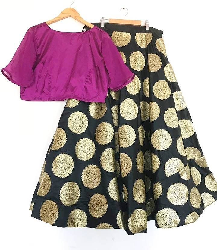 Purple Silk Top With Banarasee Lehenga Party Wear Lengha Choli | Etsy