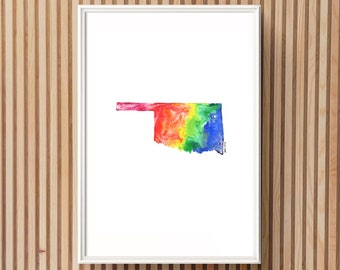 Oklahoma State Map Art Print DIGITAL DOWNLOAD, College Apartment Decor ...