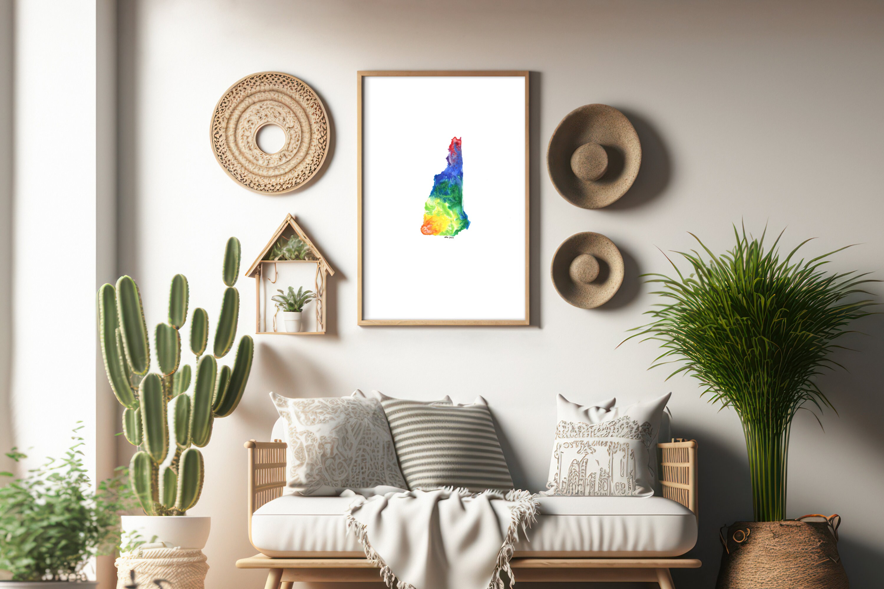 New Hampshire Watercolor Art Print Digital Download || Rainbow State ...