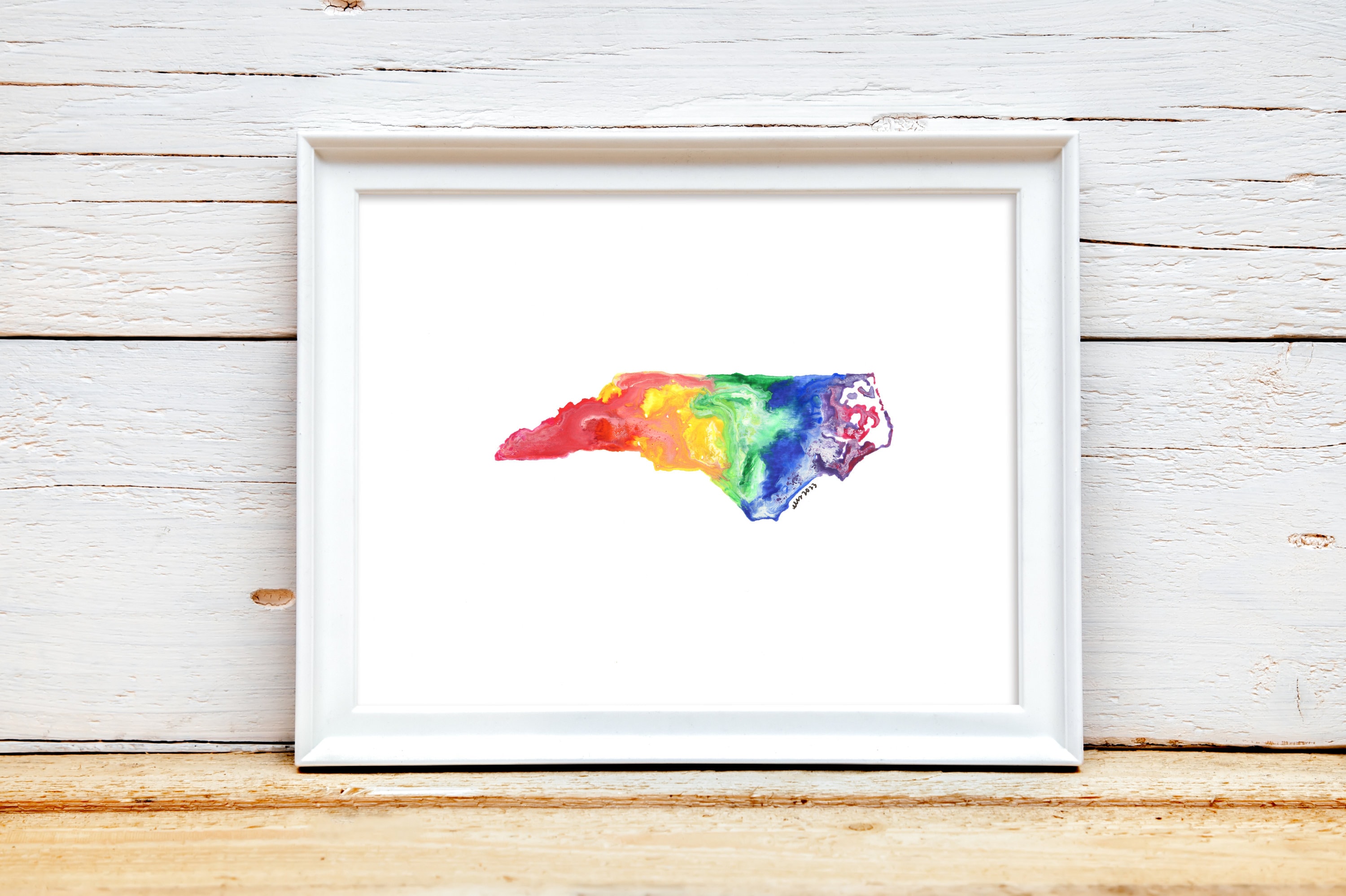 North Carolina Watercolor Art Print Digital Download State Map Outline ...