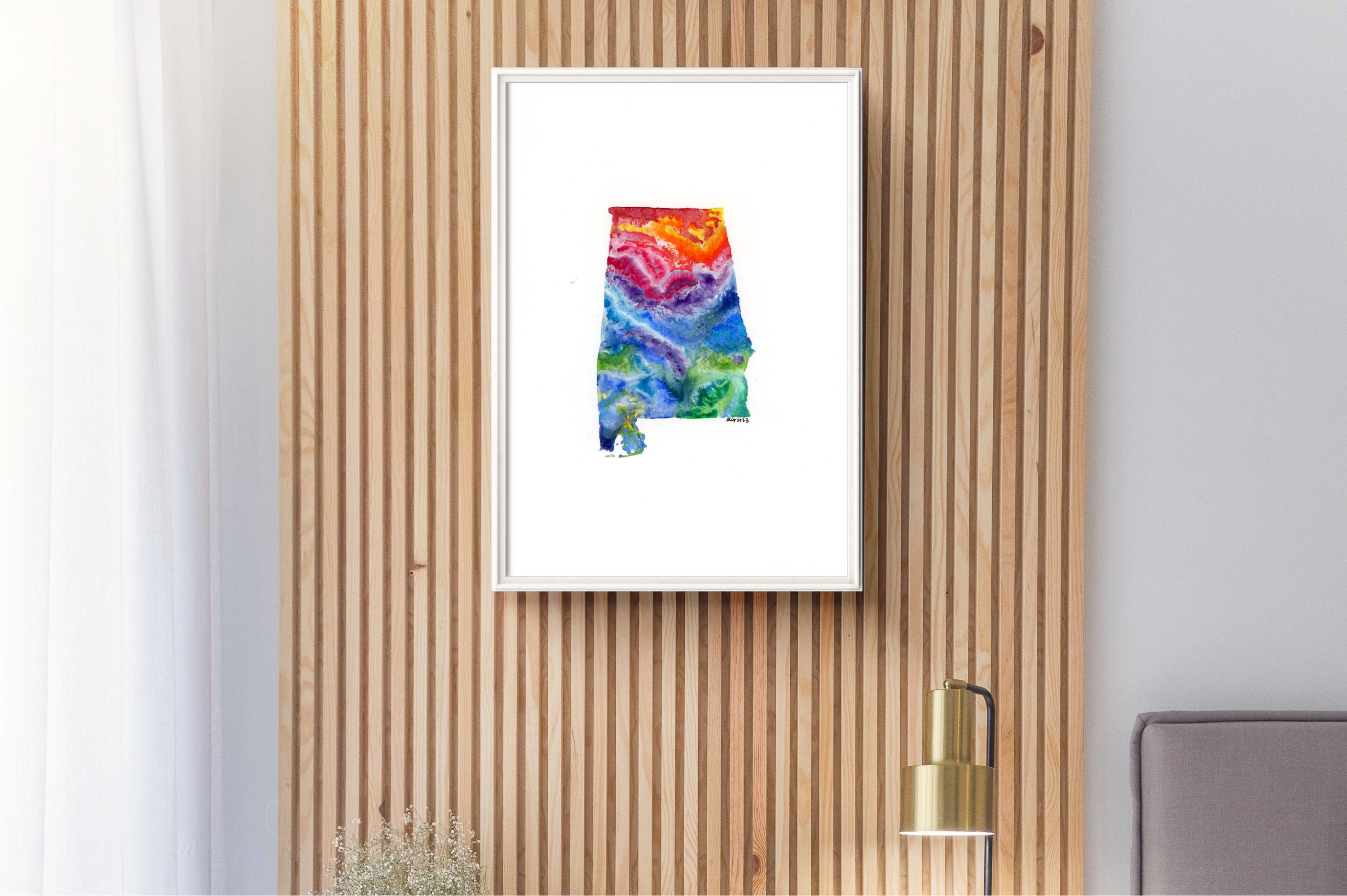 Alabama Watercolor Art Print Digital Download State Silhouette Print - Etsy