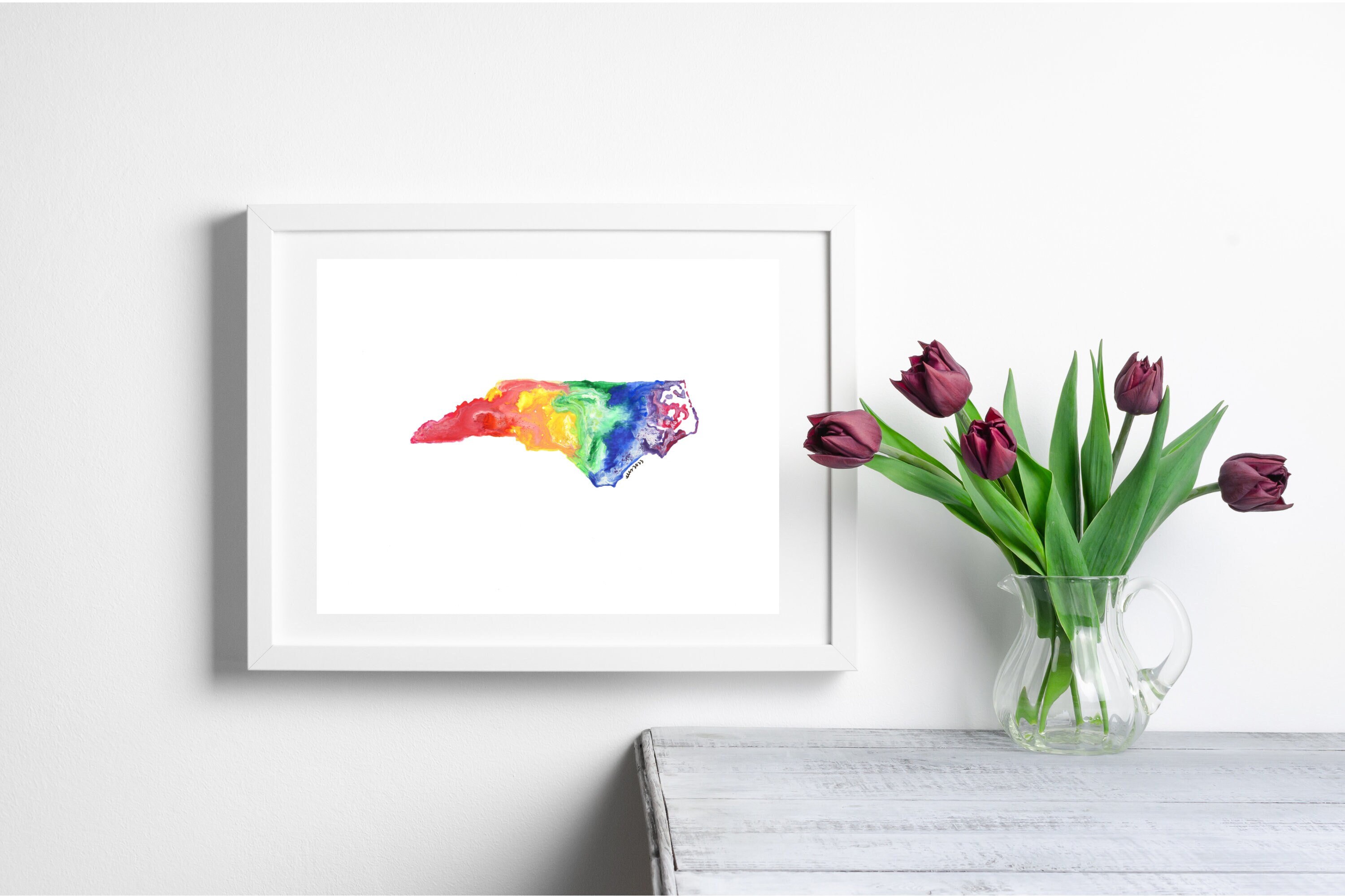North Carolina Watercolor Art Print Digital Download || State Map ...