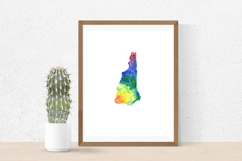 New Hampshire Watercolor Art Print Digital Download || Rainbow State ...