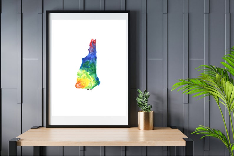 New Hampshire Watercolor Art Print Digital Download || Rainbow State ...