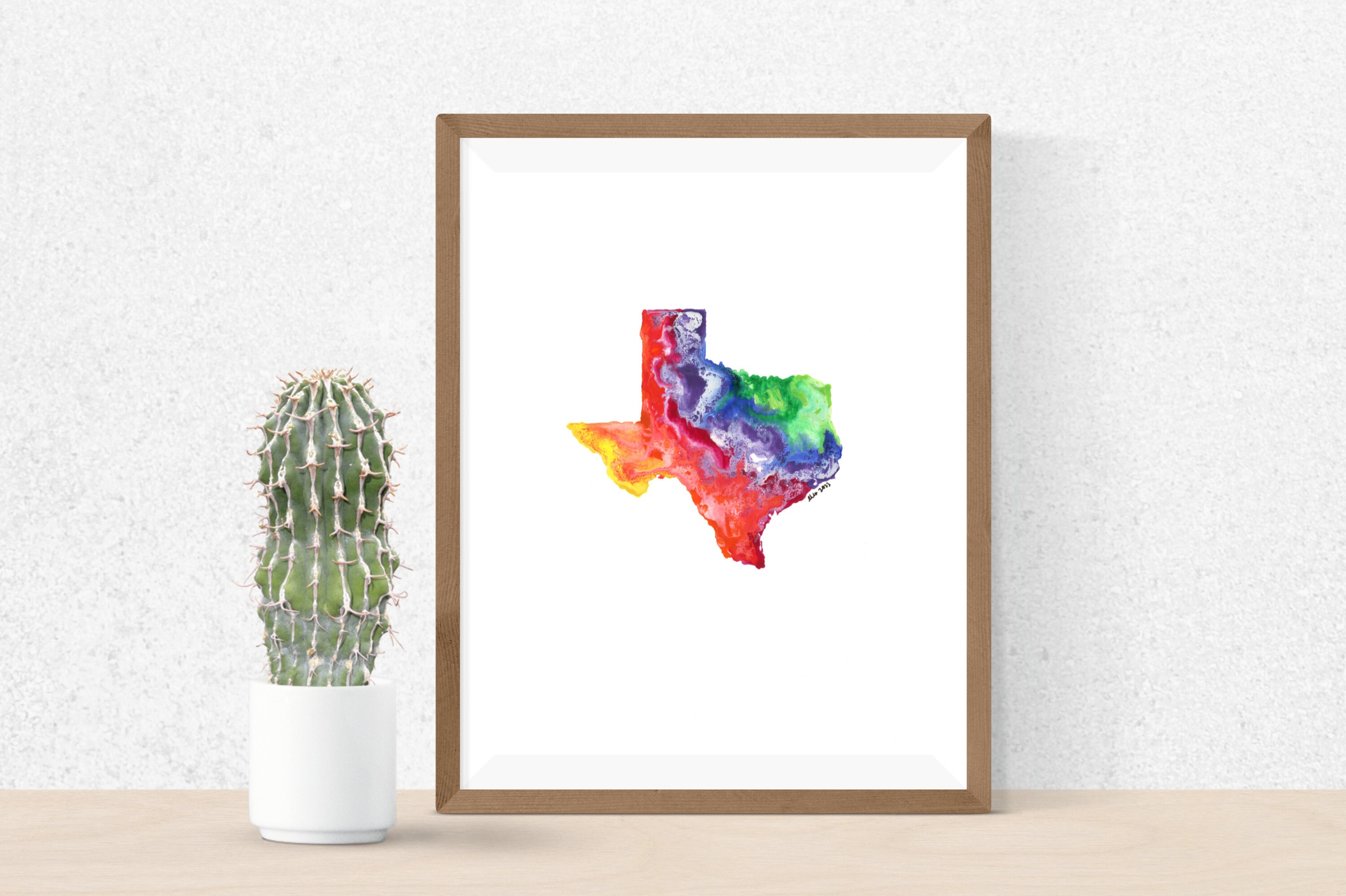 Texas Watercolor Art Print Digital Download || State Map Collection - Etsy
