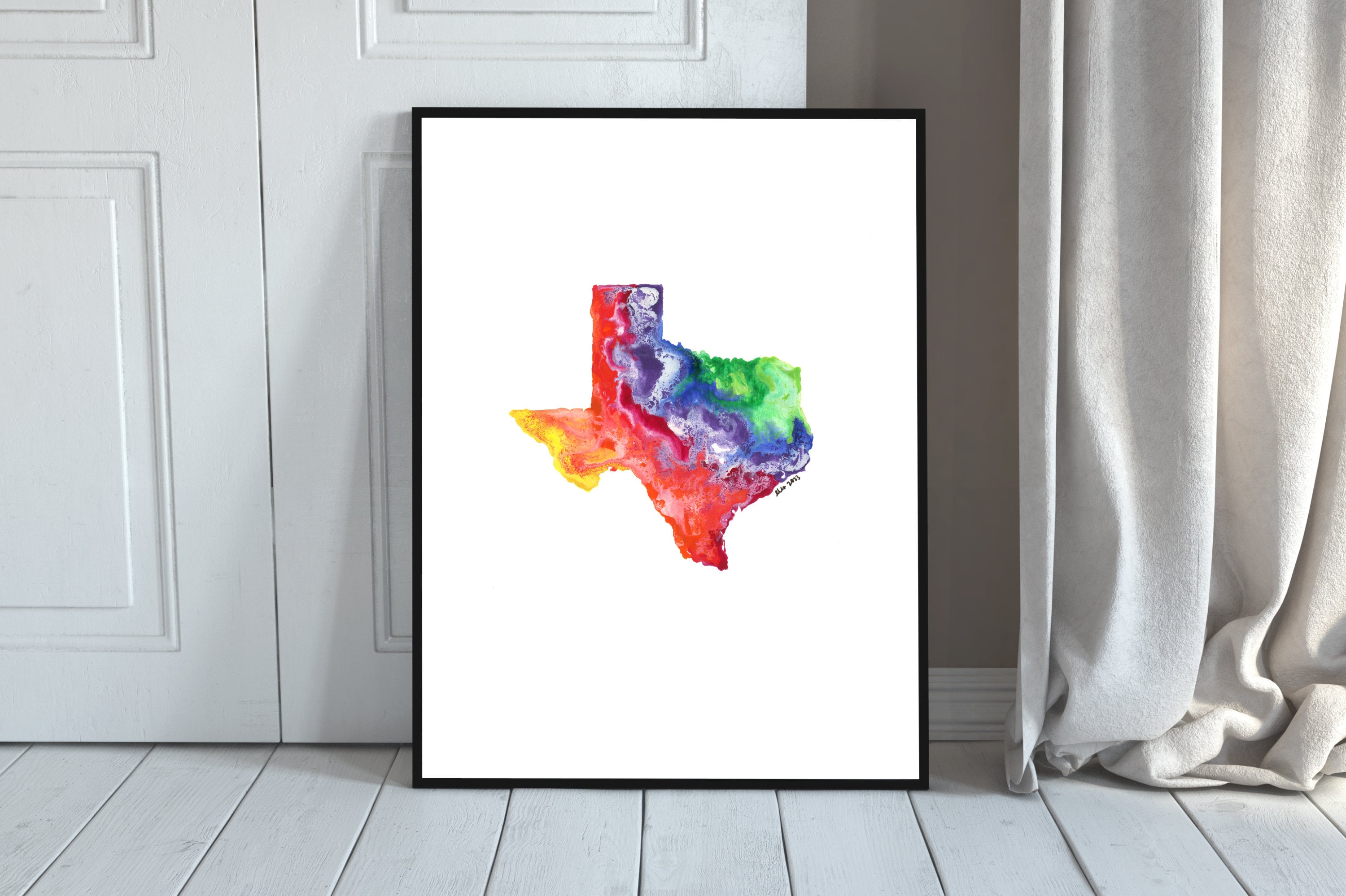 Texas Watercolor Art Print Digital Download || State Map Collection - Etsy