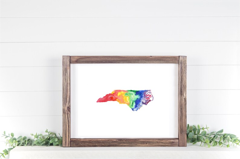 North Carolina Watercolor Art Print Digital Download State Map Outline ...
