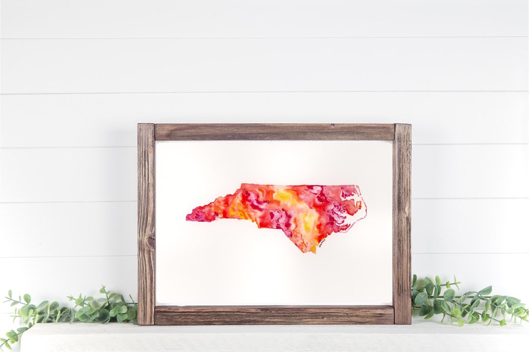 North Carolina Watercolor Art Print State Sunset Version Digital ...