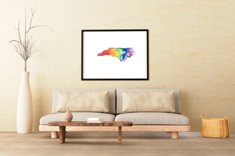 North Carolina Watercolor Art Print Digital Download State Map Outline ...