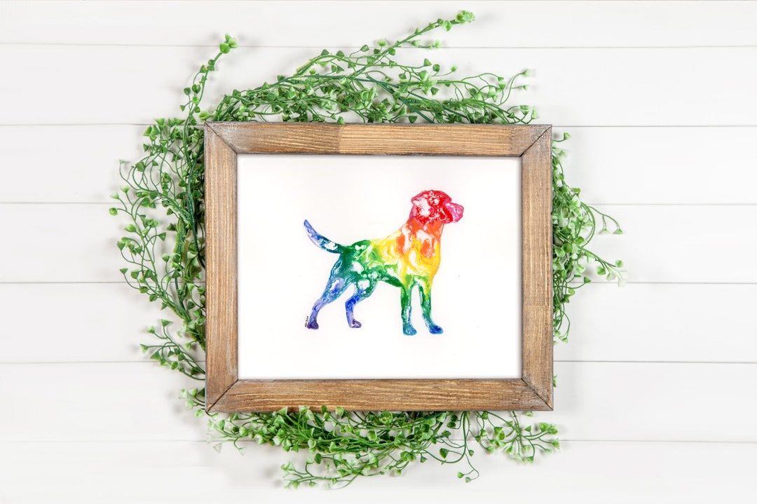 Dog Rainbow Watercolor Art Print Standing Wall Art Digital Download - Etsy