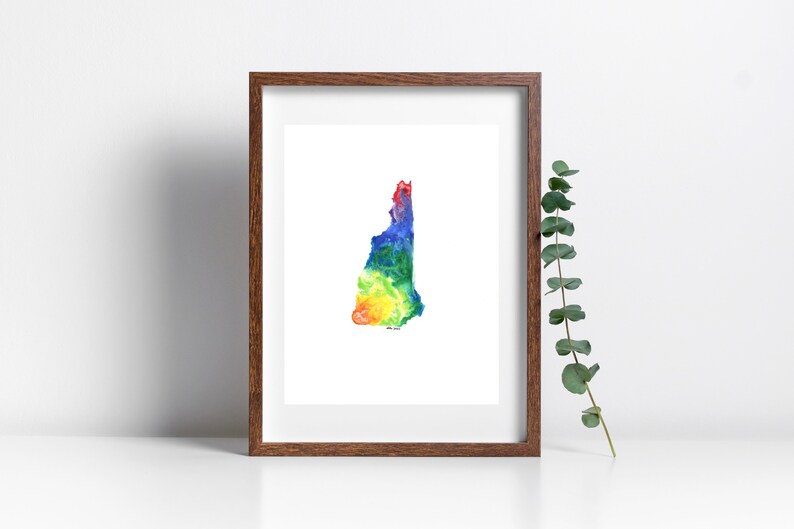 New Hampshire Watercolor Art Print Digital Download || Rainbow State ...