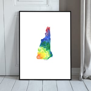 New Hampshire Watercolor Art Print Digital Download || Rainbow State ...