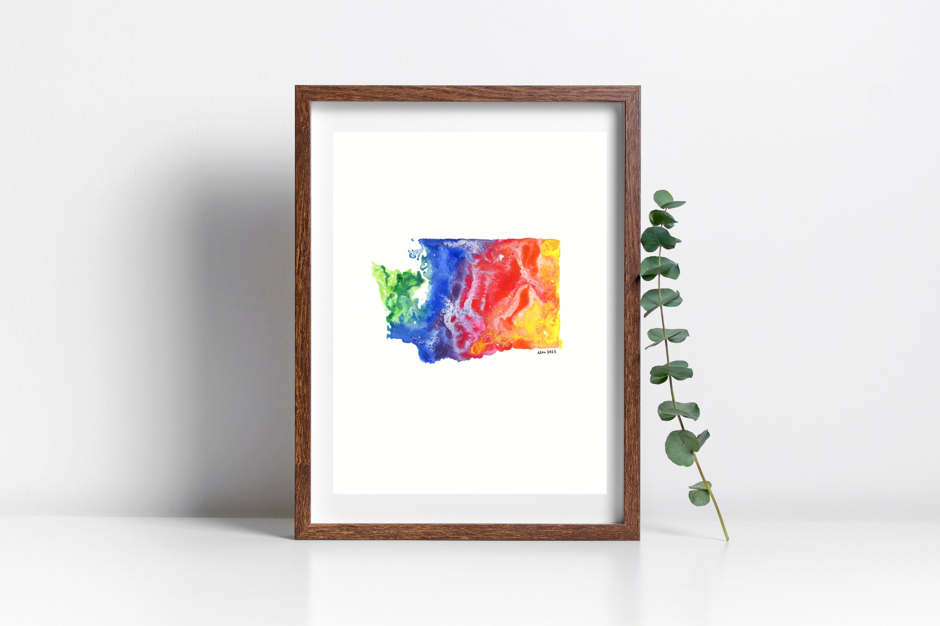 Washington Watercolor Art Print Digital Download || State Silhouette ...