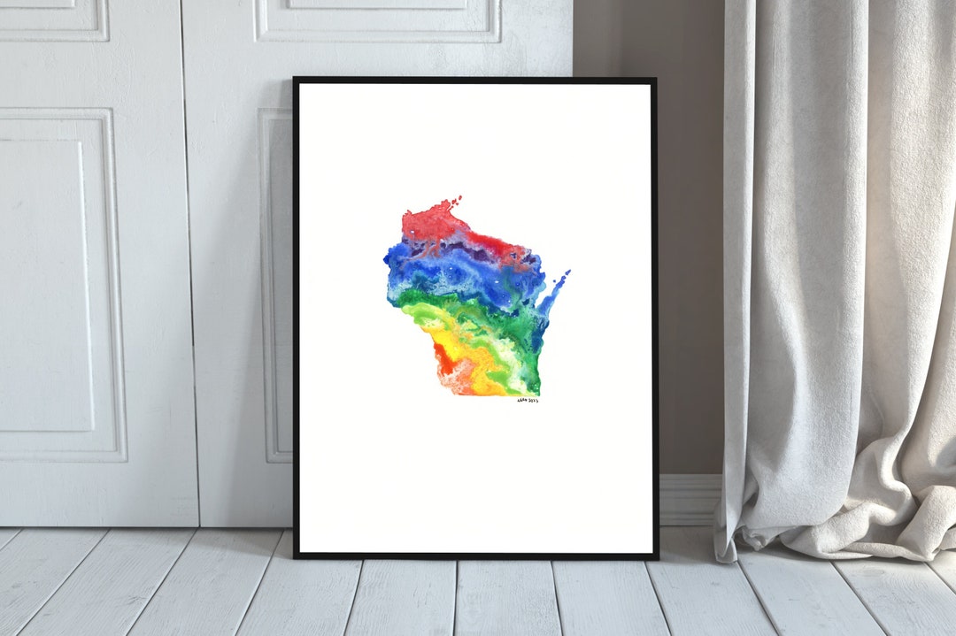 Wisconsin Watercolor Art Print Digital Download || Printable State Map ...