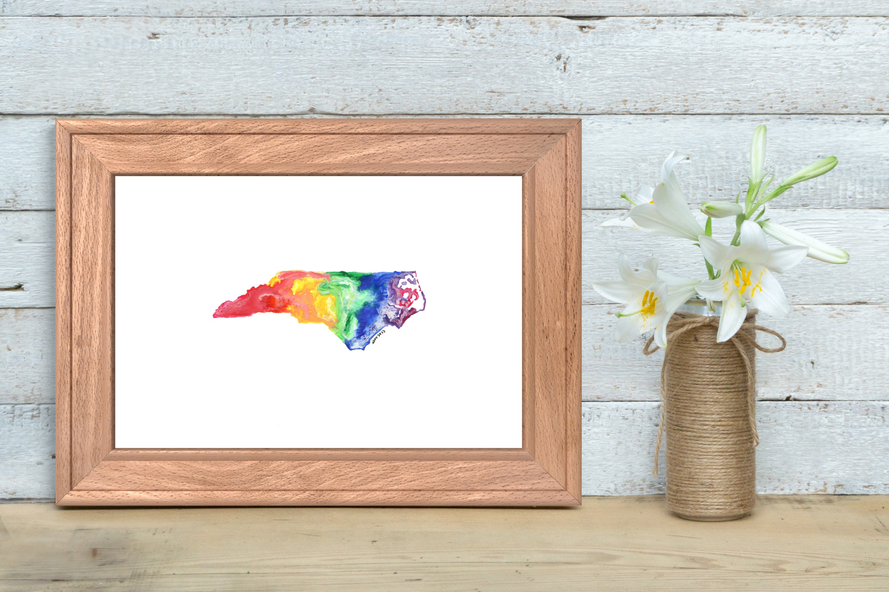 North Carolina Watercolor Art Print Digital Download || State Map ...