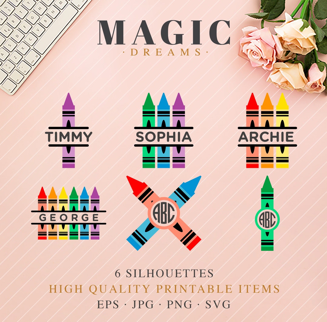 Crayon Monogram Crayon SVG Crayon Set Back to School - Etsy