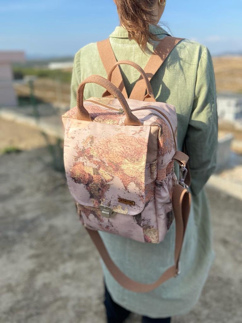 Backpack,worldmap Bag,school Bag,travelbag - Etsy