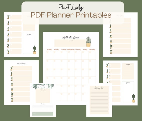 Plant Lady Boho Style PDF Printable Planner Pages Size 8.5 X | Etsy