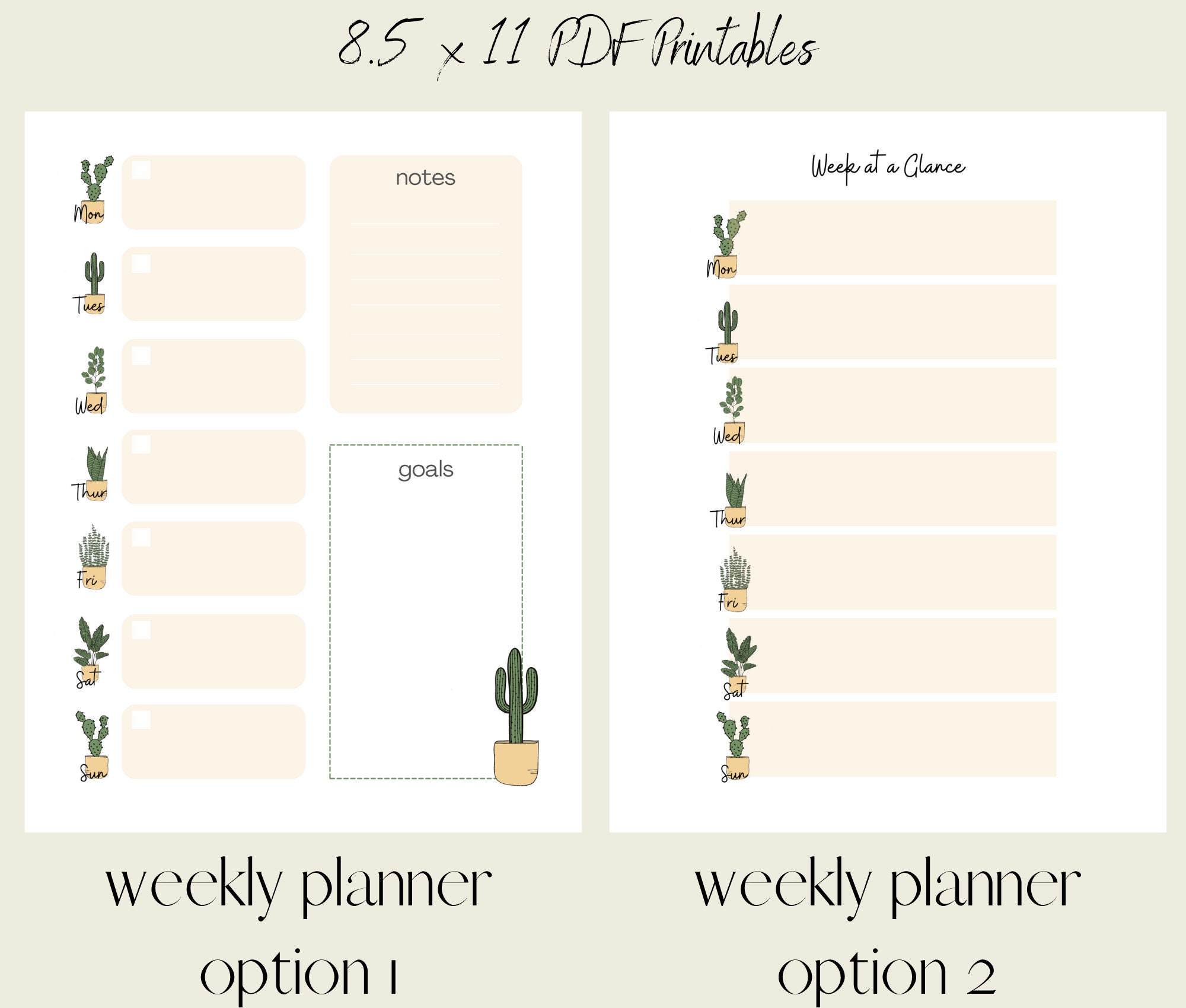 Plant Lady Boho Style PDF Printable Planner Pages Size 8.5 X Ll - Etsy
