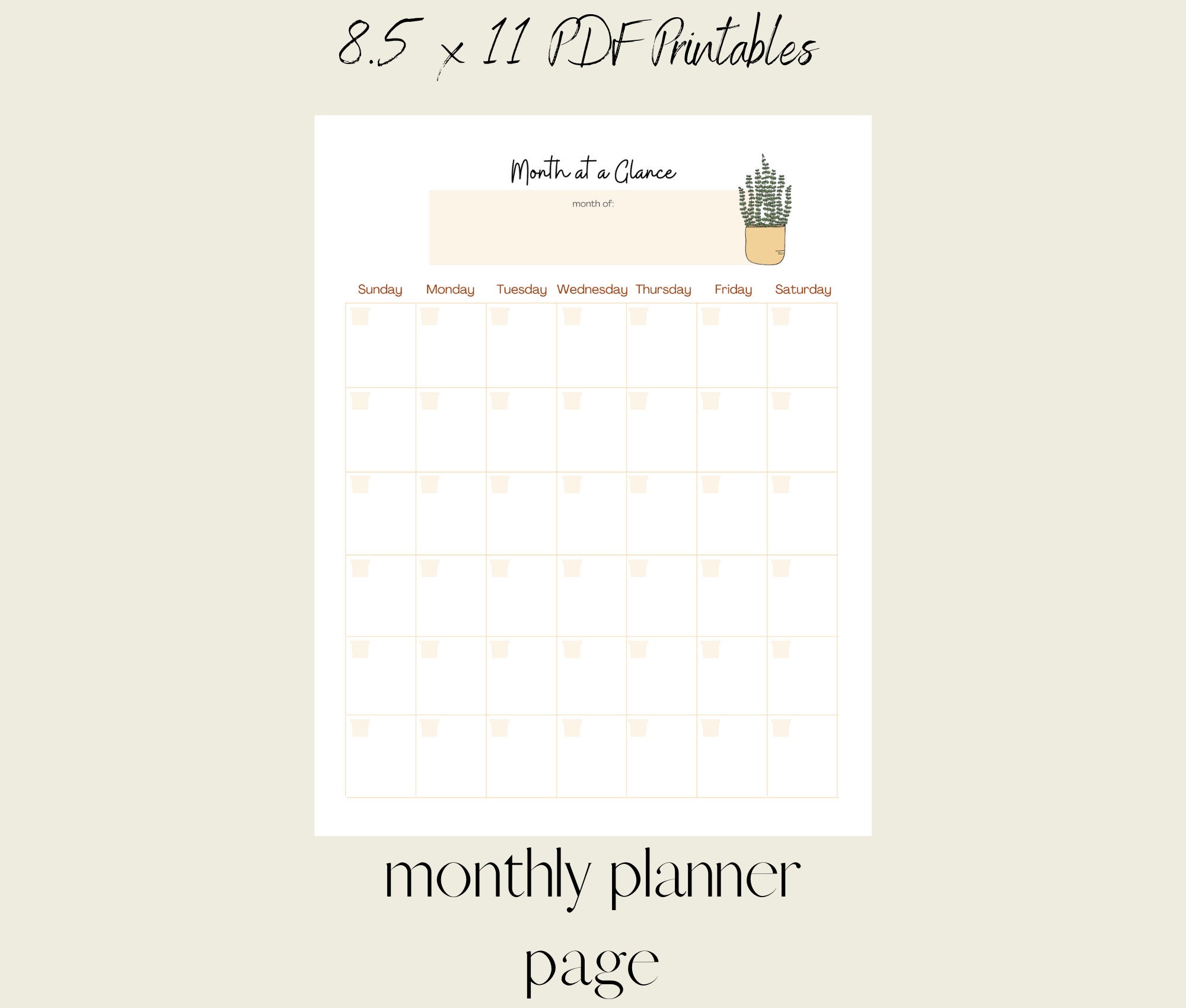 Plant Lady Boho Style PDF Printable Planner Pages Size 8.5 X Ll - Etsy