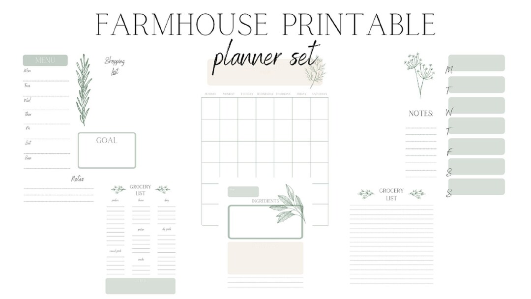 Modern Farmhouse Style PDF Weekly and Monthly Planner Printables Size 8 ...