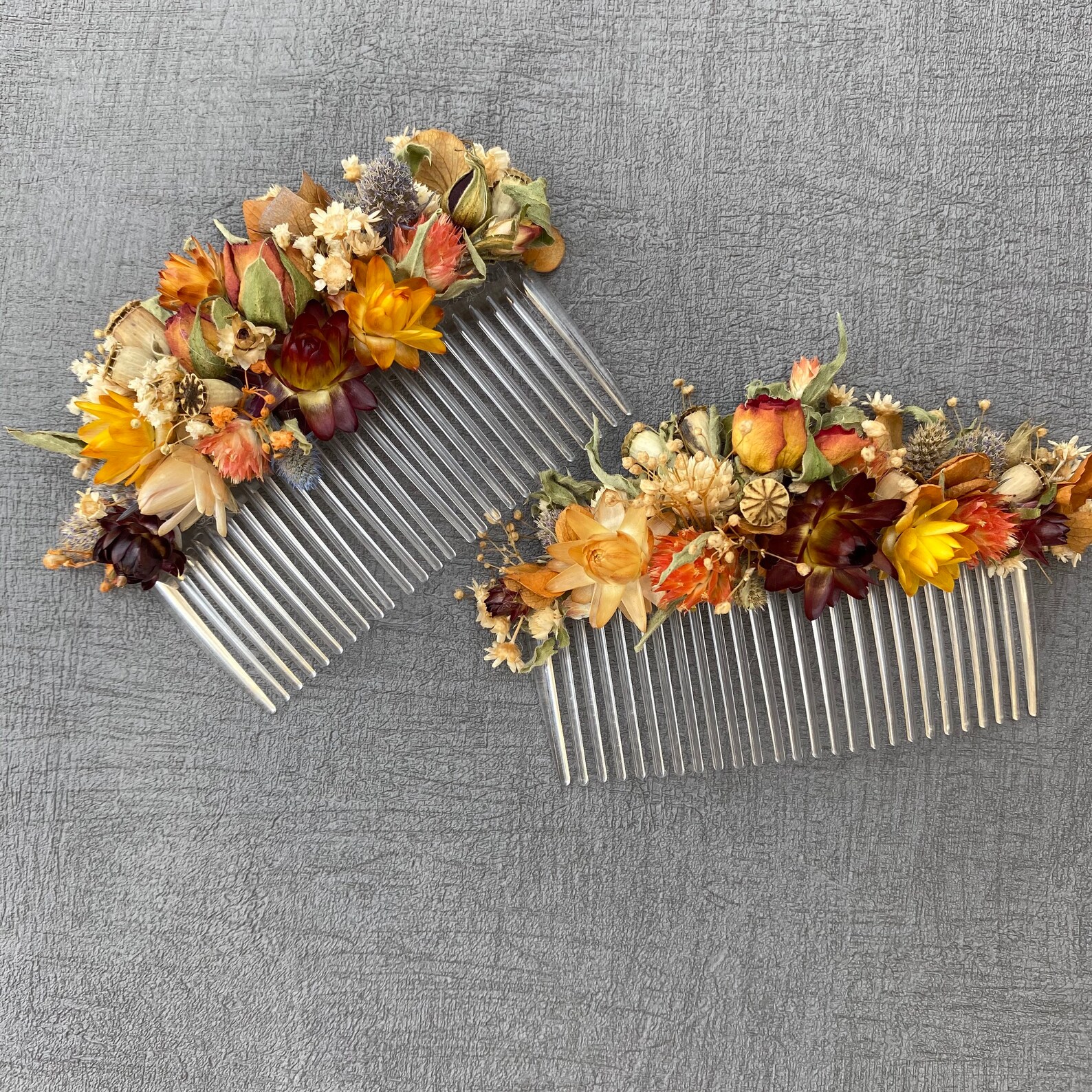 Dried Flower Hair Combs Honesty Autumn Shades and - Etsy UK