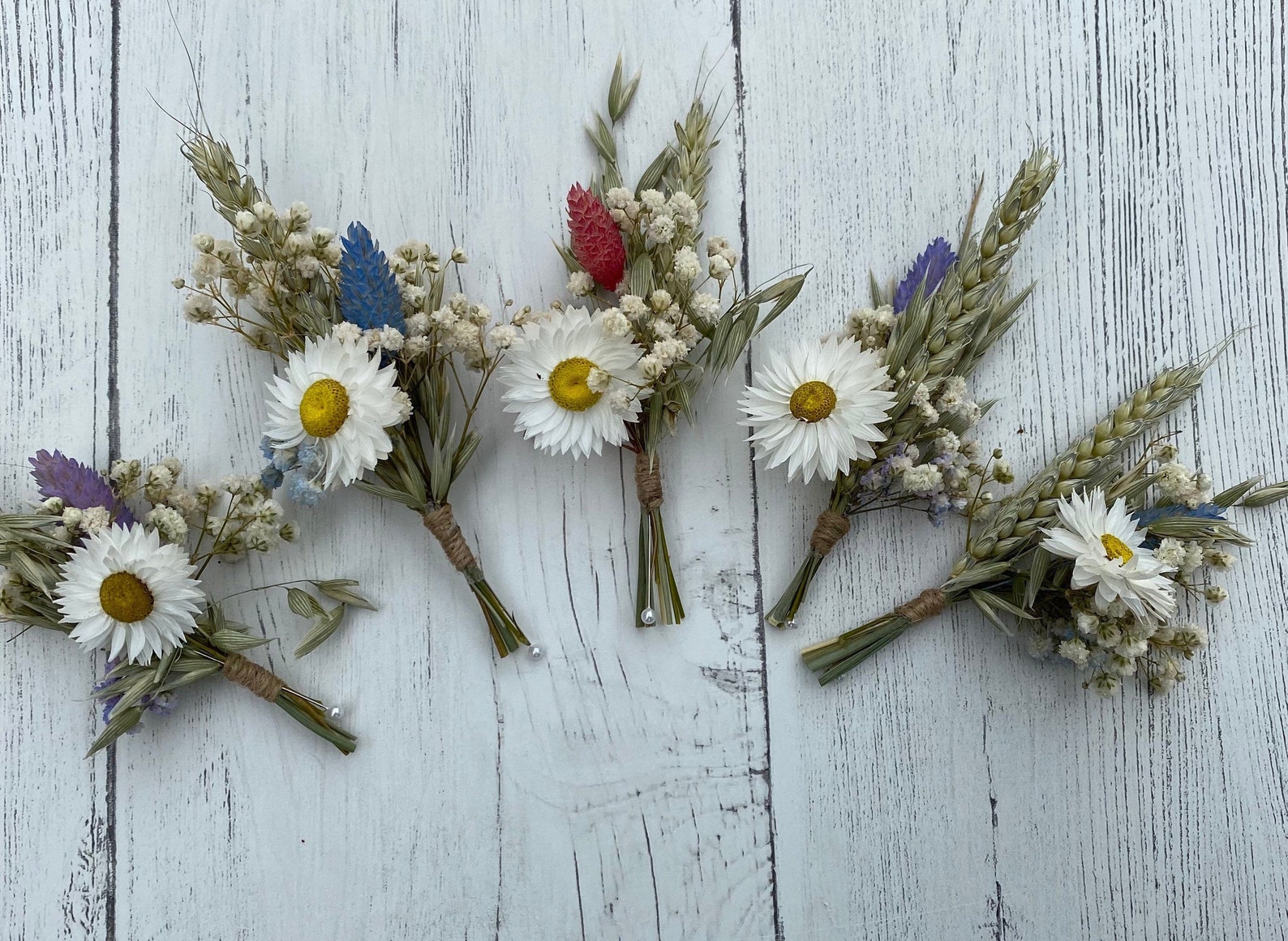 Daisy Buttonhole Wedding Dried Flower Buttonholes Corsage | Etsy