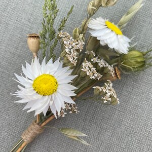 Daisy Buttonhole, Wedding Dried Flower Buttonholes, Corsage, Natural ...