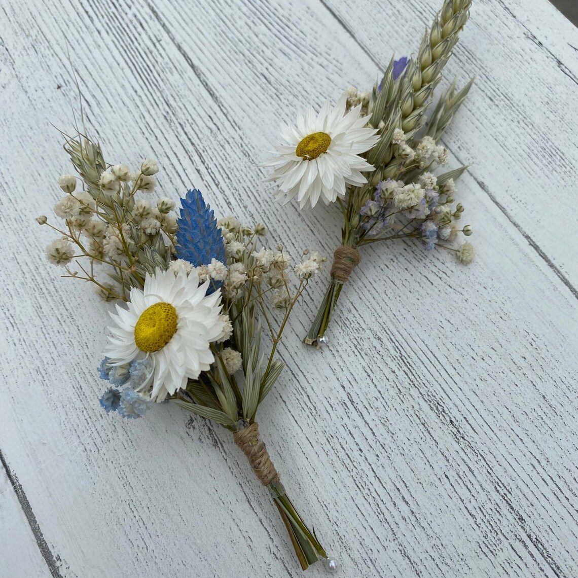 Daisy Buttonhole Wedding Dried Flower Buttonholes Corsage | Etsy