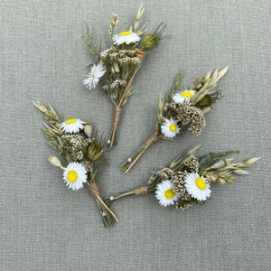 Daisy Buttonhole, Wedding Dried Flower Buttonholes, Corsage, Natural ...